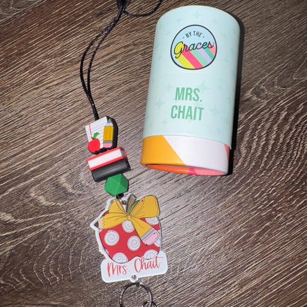 Teacher Subject Lanyard Personalized Lanyard for ID Badge Beaded ...