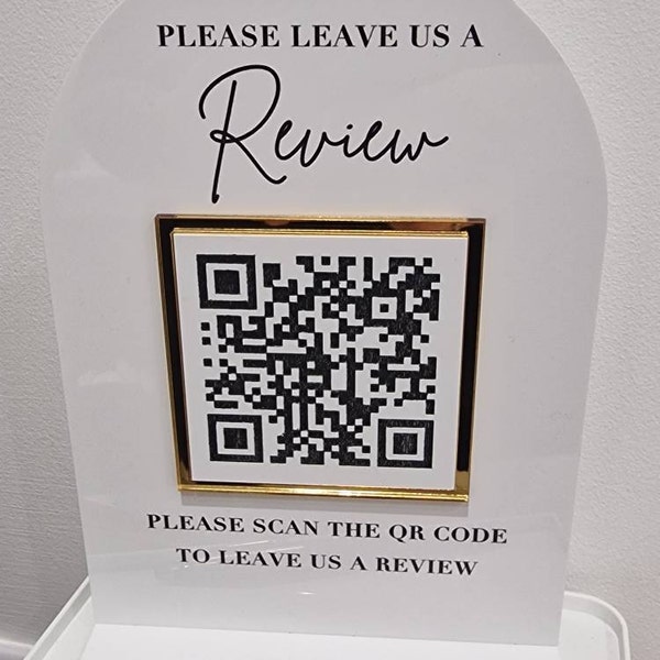 QR Code Leave A Review Desk Sign Desk Decoration Small Business Sign ...