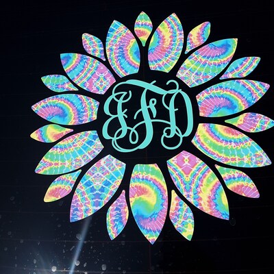 Sunflower Monogram Car Decal Flower Monogram Sunflower Custom Decal Car ...
