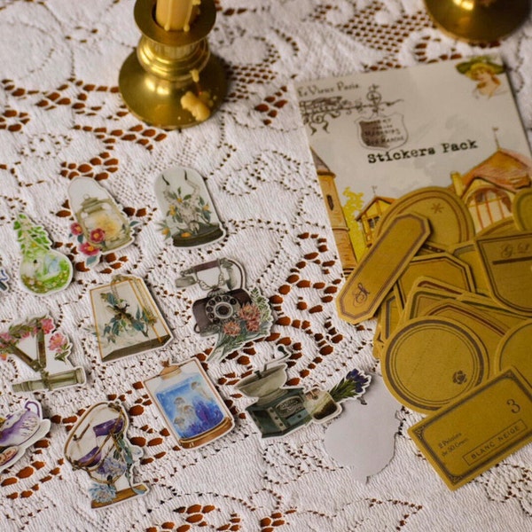 Vintage Objects Sticker Pack, Antique Treasures Sticker Set, Typewriter ...