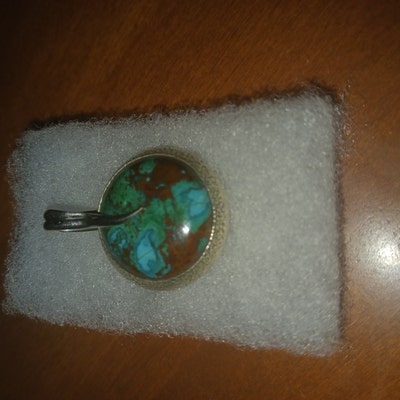 Peruvian Opalina Sterling Silver Ring, Size 7.5, Opalized Chrysocolla ...