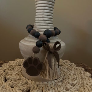 Farmhouse Dog Themed Wood Bead Garland, Wood Beaded Garland, Dog Decor ...