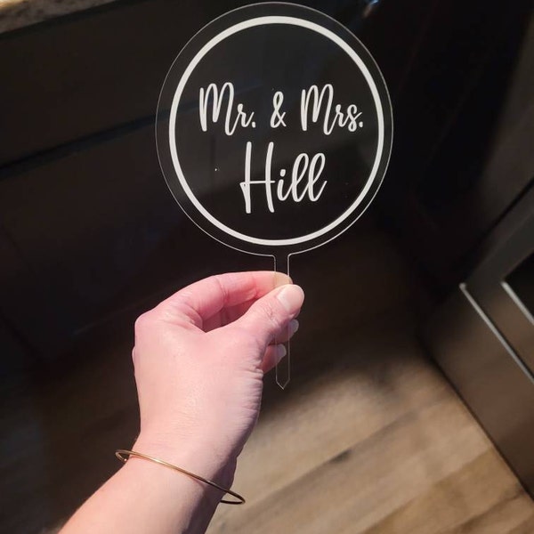 Round Acrylic Transparent Cake Topper | Wedding Cake Topper ...