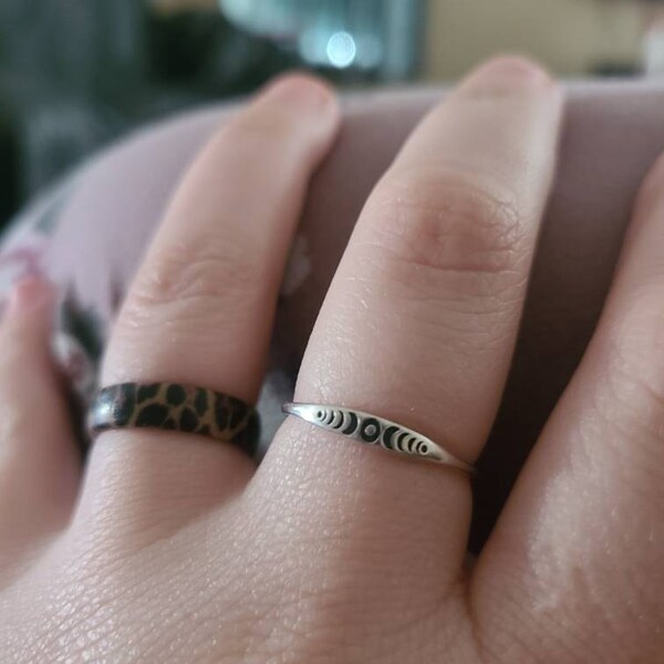 Silver Moon Phase Ring,crescent Moon Ring,moon Cycle Ring,sterling ...