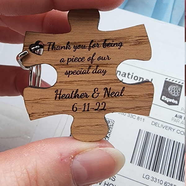 Jigsaw Puzzle Keyring - Wooden Wedding Favours - Etsy
