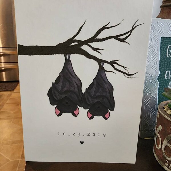 Bat Anniversary Card • Personalised Wedding Engagement Gift • Goth ...