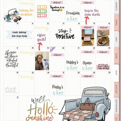 Blue Sunflower Printable Planner Stickers, HAPPY PLANNER STICKERS ...