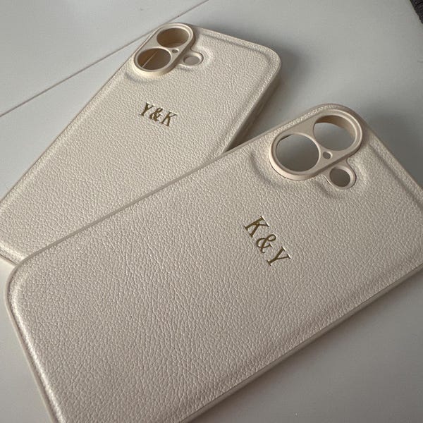 Personalised Initials Engraved Leather Texture Shockproof Case for ...