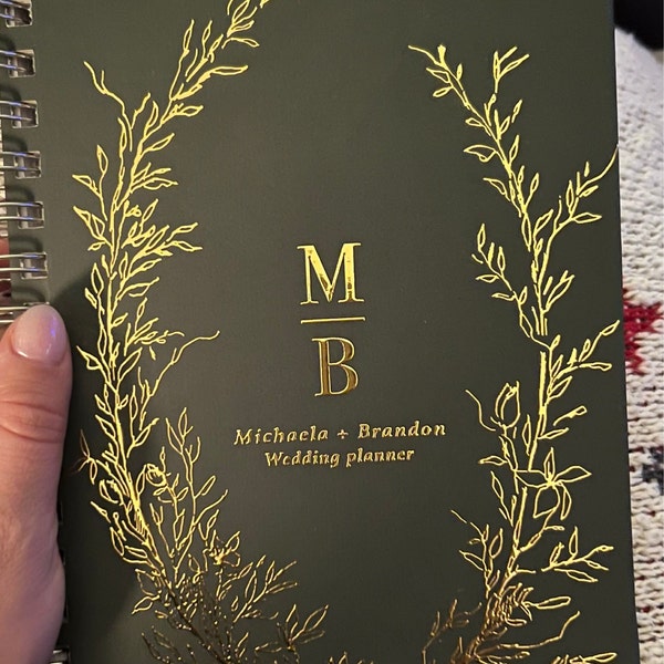 Floral Wedding Planner Book / Beige Custom Wedding Planner / Real Gold ...