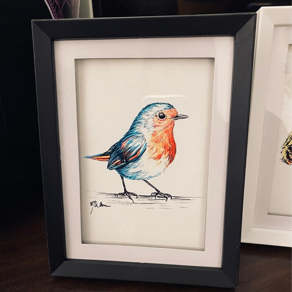 ART PRINT - Hand Signed: From Original Drawing - "english Robin" - Etsy