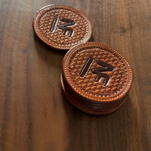 Custom Leather Coasters With Brand or Initials - Etsy