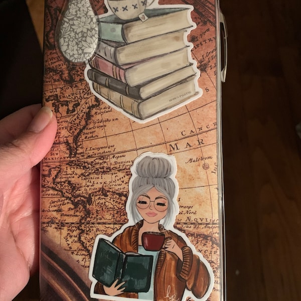 Book Stack With Tea Sticker, Vintage Book Sticker, Tea Sticker ...
