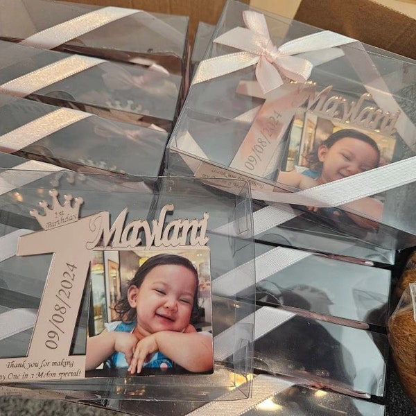 Custom Birthday Photo Favors, Personalized Mirror Magnet, Baby Photo ...