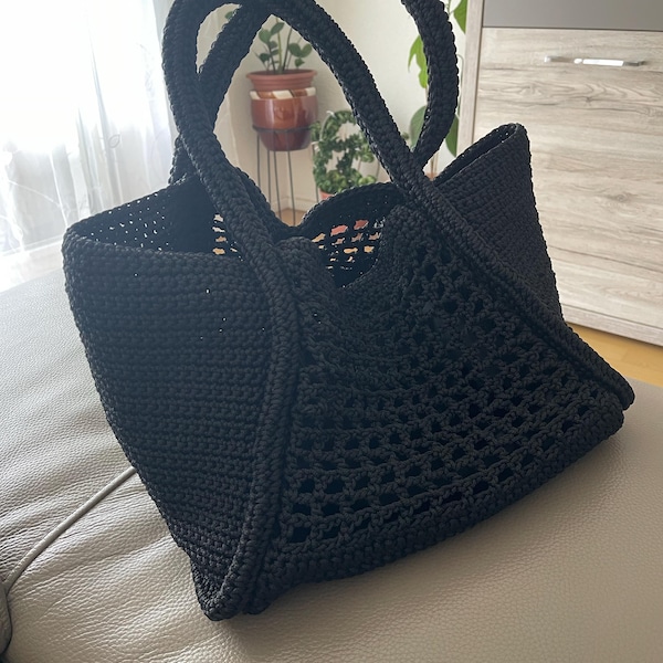 Crochet PATTERN, Larisa Tote Bag Crochet Pattern, Cotton Mesh Tote ...