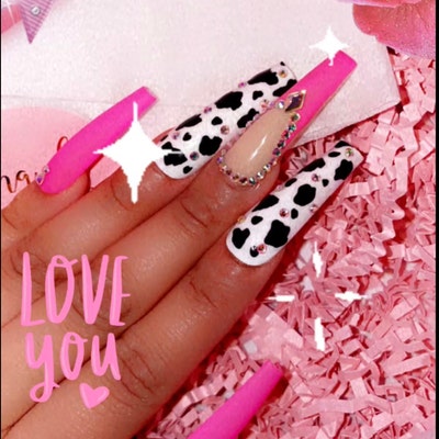 Matte Pink Cow Print Set - Etsy