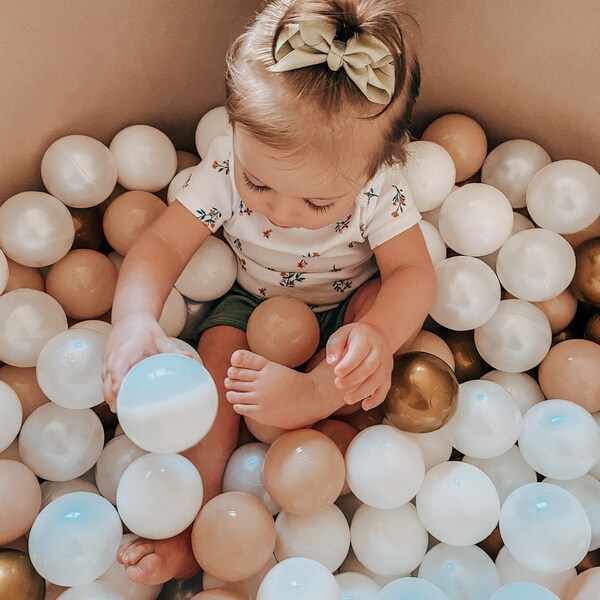 Beige Ball-pit Round +200 Balls Included Baby Foam Round Ball Pit, Ball ...