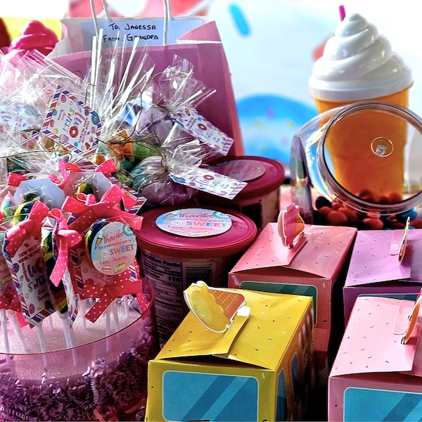 Sweet One Girl Birthday Thank You Tags, Birthday Favors, Girl Sweets ...