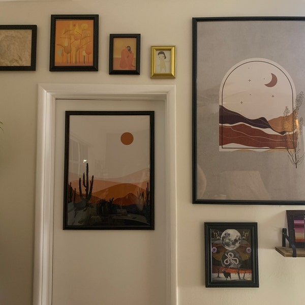 Boho Moon Print, Mid Century Modern Art, Moon Phase, Home Decor Prints ...