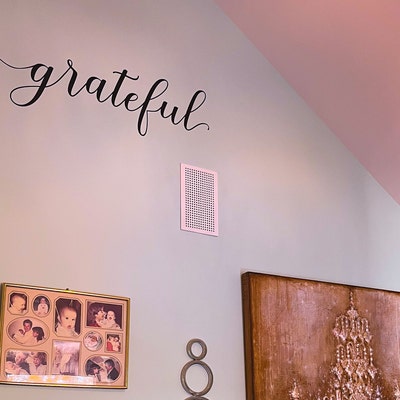 Inspirational Wall Decal Grateful Cursive Lettering Wall Word Vinyl Art ...