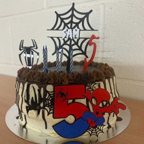 Spider Web Cake Topper, Spider Party Decor, Superhero Cake Topper, Boys ...