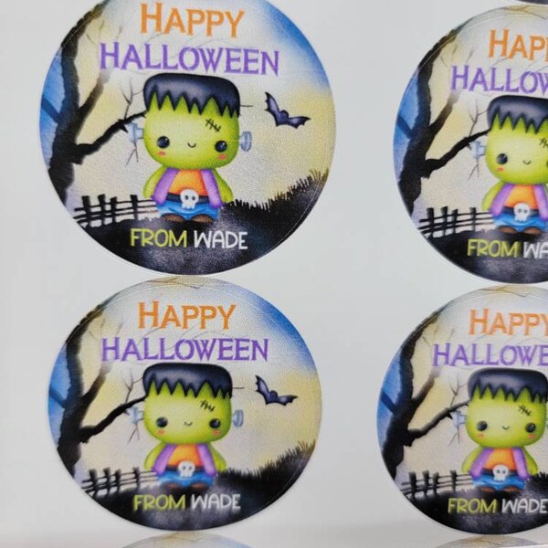 Halloween Frankenstein Treat Bag Labels - Happy Halloween Frankenstein ...