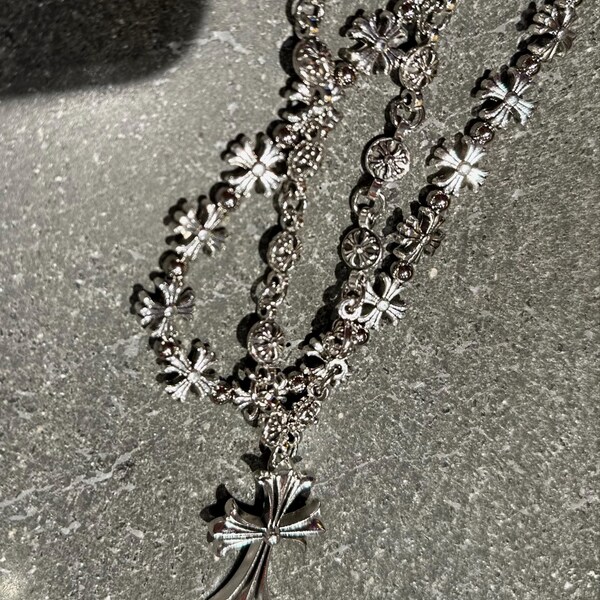 Ch Gothic Style Y2k Paper Chain Link Small Dagger Sword Necklace Chrome ...