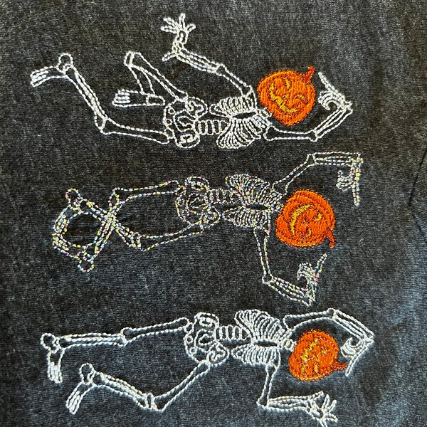 Dancing Skeletons Embroidery Design, Halloween Pumpkin Face Skeleton ...