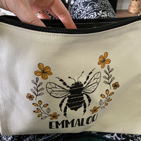 Personalized Makeup Bag, Bee Makeup Bag, Honey Bee Makeup Bag, Bridal ...