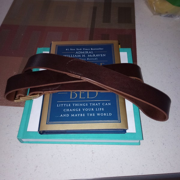 Leather Book Strap Belt Carrier | the Brontë Romantic in Berry Brown ...