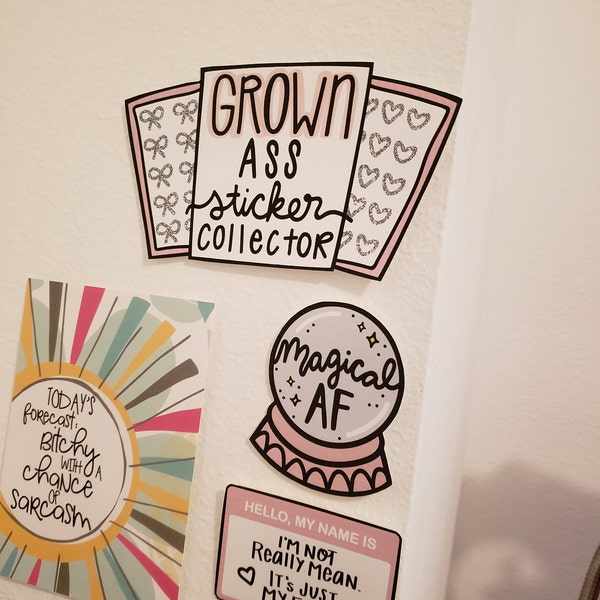 Grown A** Sticker Collector, Snarky Digital Die Cut Printable for Ring ...