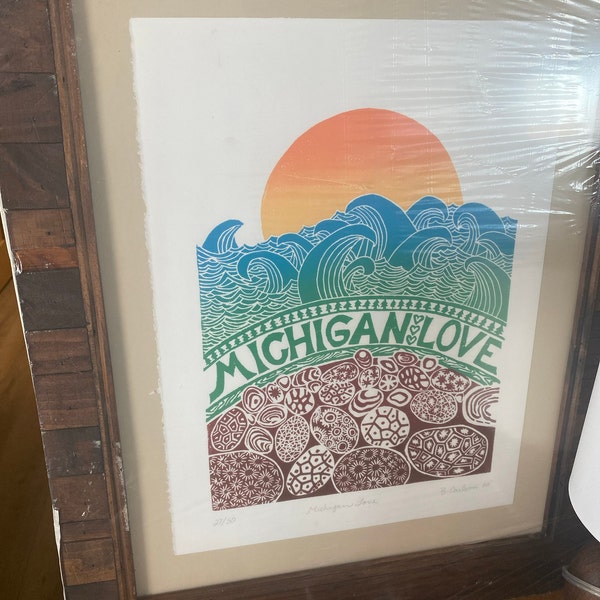 At the Beach, Linocut, Shells, Jellyfish, Ocean Art, Ocean Print - Etsy