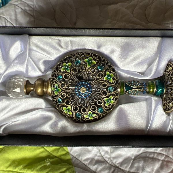 Vintage Cristiani Collezione Perfume Bottle With Crystals Glass Pewter ...