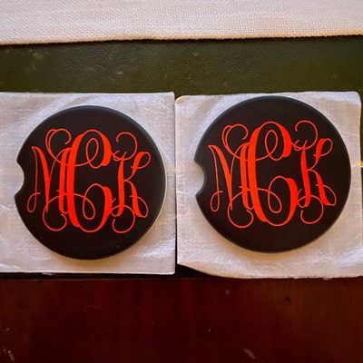 Car Coasters Monogram Car Coasters Set of 2 - Etsy