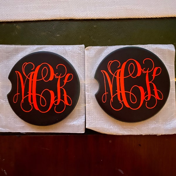 Car Coasters Monogram Car Coasters Set of 2 - Etsy
