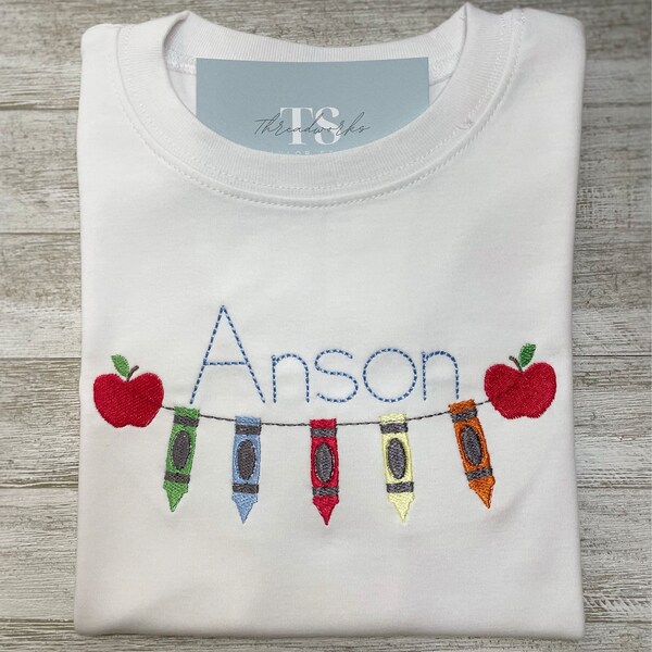 Crayons With Apples Machine Embroidery Design - Etsy