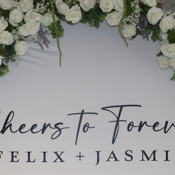 Cheers to Forever Sign Decal Custom Wedding Backdrop Decal Wedding ...