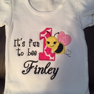 Bumble Bee Applique Birthday Number 1 Machine Embroidery Design Instant ...