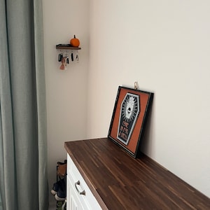 Floating Wooden Shelf With Key Hooks Wall Key Holder Entryway Shelf ...