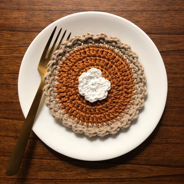 Decorative Cutie Pie Coaster Crochet Pattern | Pumpkin Pie Coaster ...