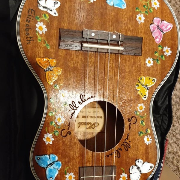 Hand-painted Tenor, Concert, Soprano, or Baritone Ukulele: Butterfly ...