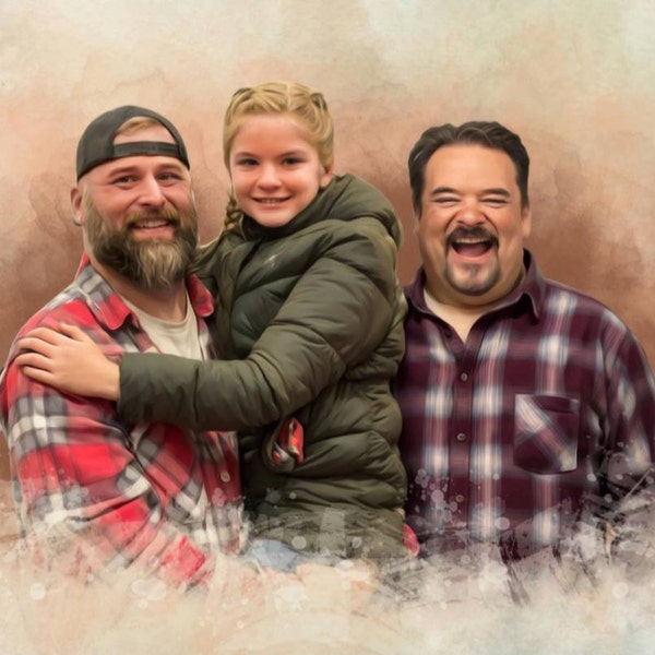 Custom Memorial Drawing, Add Deceased Loved One, Family Portrait ...