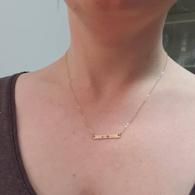 Skinny MINI Bar Necklace, Personalized Gold Bar, Customized Gold Bar ...