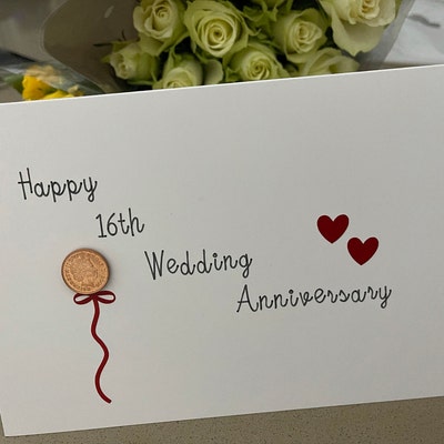 16th Anniversary Card - Etsy