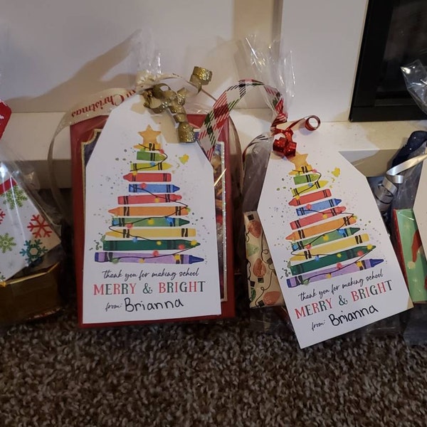 Thank You for Making School Merry & Bright Tag, Christmas Teacher ...