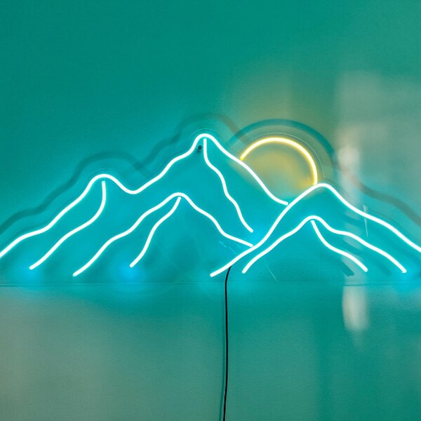 Mountain LED Neon Sign | Customize Large Sunset Acrylic Wall Art ...