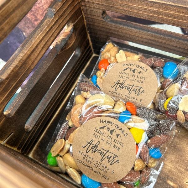 Trail Mix Labels, New Adventure Label, Woodland Baby Shower Favors ...