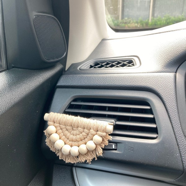 Boho Macrame Car Diffuser: Vent Clip Diffuser With Wooden Beads for ...