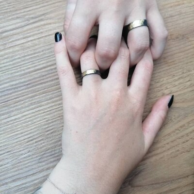 4mm6mm Sterling Silver & 24K Gold Keum Boo Ring Set, OOAK Wedding Ring ...