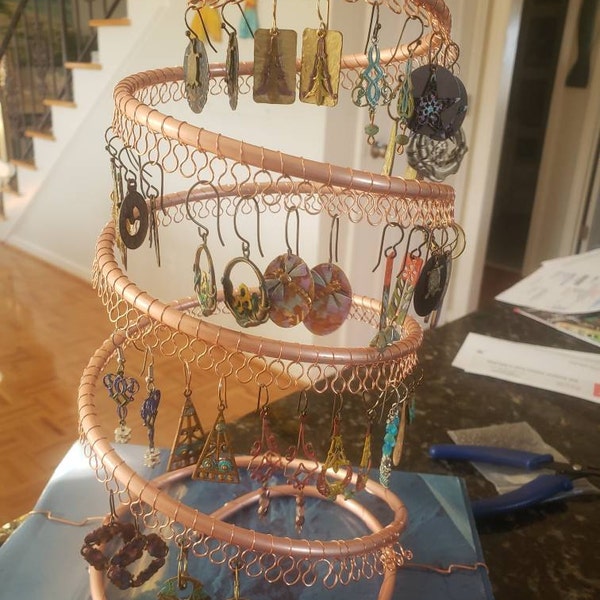 XL Earring Tree, Copper Spiral, Earring Holder, Organizer, Holds Approx ...