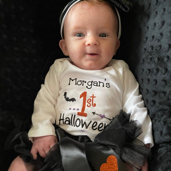 Personalized 1st Halloween Outfit, Girls Halloween Outfit With Name, First Halloween Outfit for ...